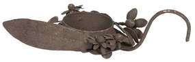 Hnědý kovový kahánek s listy – 13x9x3 cm
