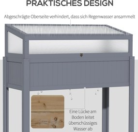 Outsunny Dřevěný Zahradní Záhon s Krytem 2-v-1 Skleník pro Rajčata Zeleninový Záhon Bylinkový Záhon na Balkon a Terasu Polykarbonát Šedý 120 x 54 x 1…
