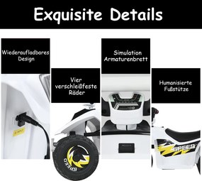 Costway 6 V baterie Quad Mini Quad pro batolata – 73 × 40 × 44,5 cm, bílý