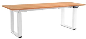 Výškově nastavitelný stůl OfficeTech Strong 200 x 80 cm, bílá podnož, buk