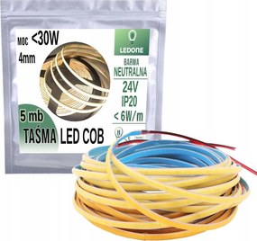 Led pásek Cob Úzký 4mm 24V neonová linka bílá neutrální 5mb