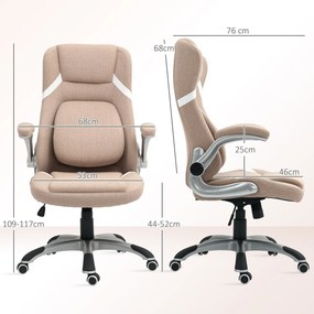 Ergonomická kancelářská židle Vinsetto s sklápěcími područe a opěrkou hlavy, otočná pracovní židle s bederní oporou, nastavitelná výška a houpací fun…