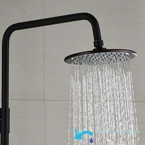 Nástěnný sprchový systém EYN NTC79887 s LED osvětlením a více druhy proudu, matná černá