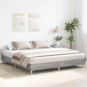 Rám postele bez matrace Grey Sonoma 200x200 cm kompozitní dřevo 3328704