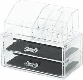 Compactor Organizér na kosmetiku čirý plast / 2 zásuvky / horní úložný