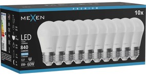 Mexen Nova 10x LED žárovka E27, G45, 8W, Studená - 6500K, 840 lm - L101-E27-0865-01x10