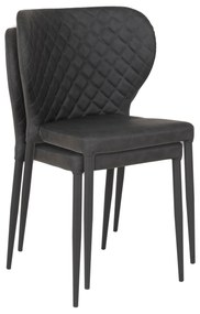 Kožená jídelní židle Plano tmavě šedá/černá