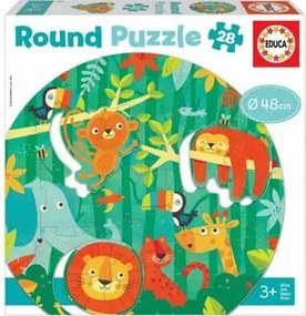 EDUCA Kulaté puzzle Džungle / 28 dílků / od 3 let