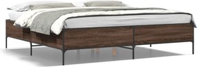 Rám postele hnědý dub 200 x 200 cm kompozitní dřevo a kov 3279781