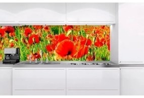 DIMEX | Fototapeta do kuchyně Červené vlčí máky KI-180-028 | 180 x 60 cm | zelená, červená