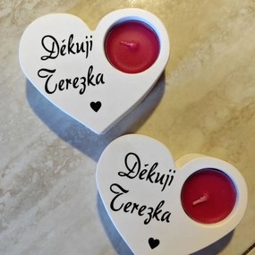 Svícen srdíčko Děkuji s věnováním