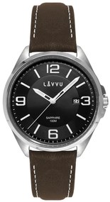 Pánské hodinky se safírovým sklem LAVVU HERNING Black / Top Grain Leather LWM0095