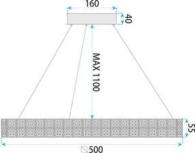 Toolight Toolight, LED stropní svítidlo 50cm, 36W, 4000K, MS005-CP, chromová, OSW-09615