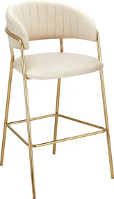 Designová barová židle, béžová Velvet látka/gold chrom zlatý, DASMIN TYP 2