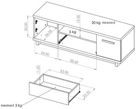 INES | TV stolek IN-07 | 135 cm | artisan/černá