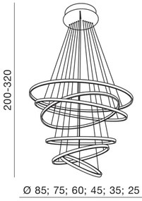 Luxusní lustr Wheel 6 Long Dimm zlaté