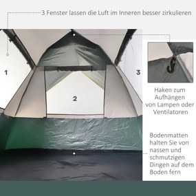 Outsunny kopulový stan pro 3 osoby polyester zelený 205x195x135cm kolíky | Aosom