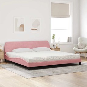 Postel s matrací Dover růžová 200 x 200 cm samet 3208476