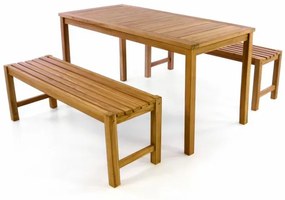 Divero 40819 Zahradní set lavic a stolu -  ošetřené týkové dřevo - 150 cm