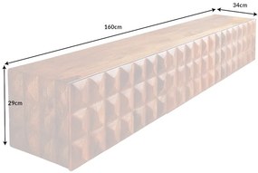Designový závěsný TV stolek Ladarius 160 cm mango