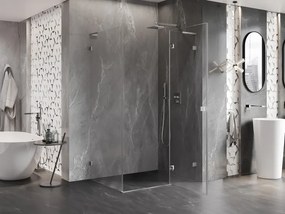 Mexen Lunar, L pravý výklopný sprchový kout 95 x 90 cm, 8mm čiré sklo, ocelový profil, 834L-095-090-97-00-P