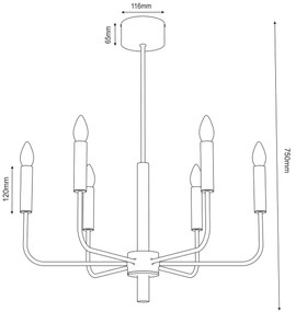 Lustr na lanku AKASYA 6xE14/15W/230V černá/zlatá
