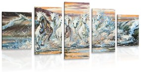 5-dílný obraz koně tvořeny vodou Varianta: 100x50