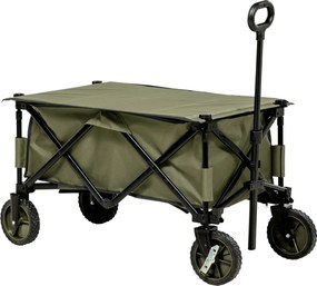 Bollerwagen, klappbar, 5 Seitentaschen, einziehbare Griff, bis 120 kg belastbar, Stahl, 108 x 55 x 93 cm, Grün