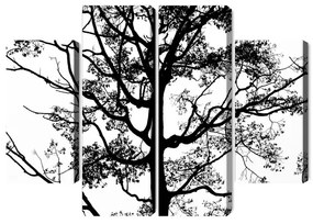 Vícedílný obraz Černý Strom Na Bílém Pozadí Nedostatek Nedostatek Přírodní plátno 120x90
