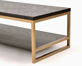 Konferenční stolek Seville 120 cm z masivu černý/zlatý