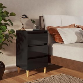 vidaXL Noční stolek s masivními dřevěnými nohami 40 x 35 x 69 cm [805895] Barva: Černá