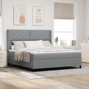 Postel s boxspringem s čelo Světle šedá 200 x 180 cm textil 3341721