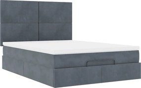 Osmanský rám postele s matracemi tmavě šedá 140x200cm samet 3313404