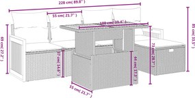 6dílná zahradní sedací souprava s poduškami béžová polyratan 3276244