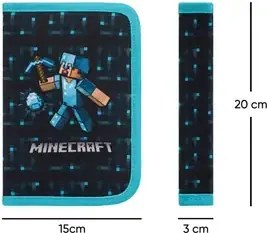 BAAGL Školní penál jednopatrový Minecraft Blue Axe