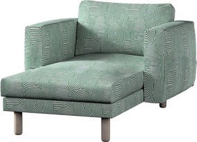 Potah na IKEA Norsborg šezlong s loketními opěrkami barva zelená látka pletený vzor, vzorované