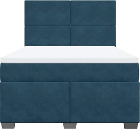 Box spring postel s matrací modrá 160 x 200 cm samet 3290952