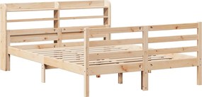 Rám postele s čelem 160 x 200 cm masivní borové dřevo 3306688