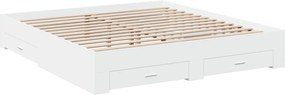 Rám postele se zásuvkami bílý 200 x 200 cm kompozitní dřevo 3280356
