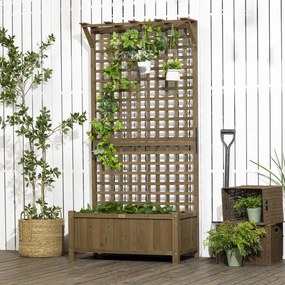 Outsunny vyvýšený záhonový květináč s mříží, mřížový květináč dřevo, zahradní mříž 90 x 45 x 183cm pro zahradu balkon terasa, květináč pro popínavé r…