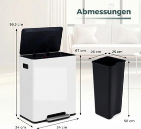 Costway 60 L kuchyňský odpadkový koš z nerezové oceli s pedálem a měkkým