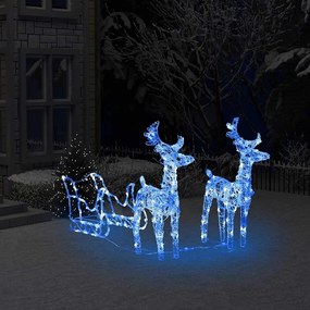 Vánoční sobi se sáněmi 160 LED diod 130 cm akryl 328520