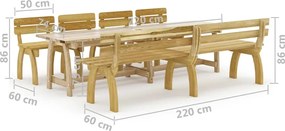 vidaXL 6dílný zahradní jídelní set impregnované borové dřevo [3096608]
