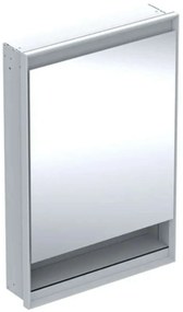 Geberit ONE - Zrcadlová skříňka s LED osvětlením, 60x90x15 cm, panty vpravo, s nikou, vestavná, hliník 505.821.00.1