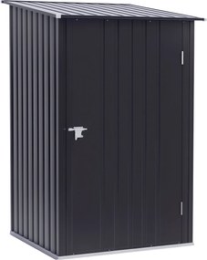 Ocelová kůlna na nářadí Outsunny 1,6m³ 100x103x160cm s pultovou střechou a zámkem - Voděodolná zahradní kůlna na venkovní použití, tmavě šedá | Aosom