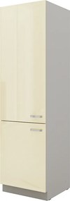 KARMEN | vysoká skříňka 60 LO-210 2F na vestavnou lednici | 60 cm | světle šedá/krémová lesk