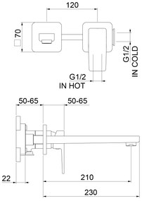 Sapho Sapho, TURSI podomítková dvouprvková umyvadlová baterie, černá matná, TI018B