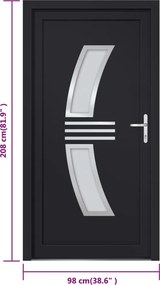vidaXL Vchodové dveře 98 x 208 cm PVC [3187928] Barva: antracitová