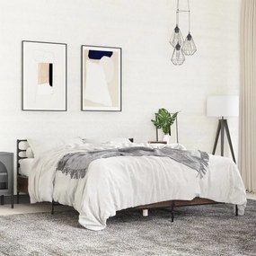 Rám postele hnědý dub 150 x 200 cm kompozitní dřevo a kov 3280051