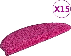 Schodové rohože 15 ks 65 x 21 x 4 cm růžové, půlkulaté, velké 322381